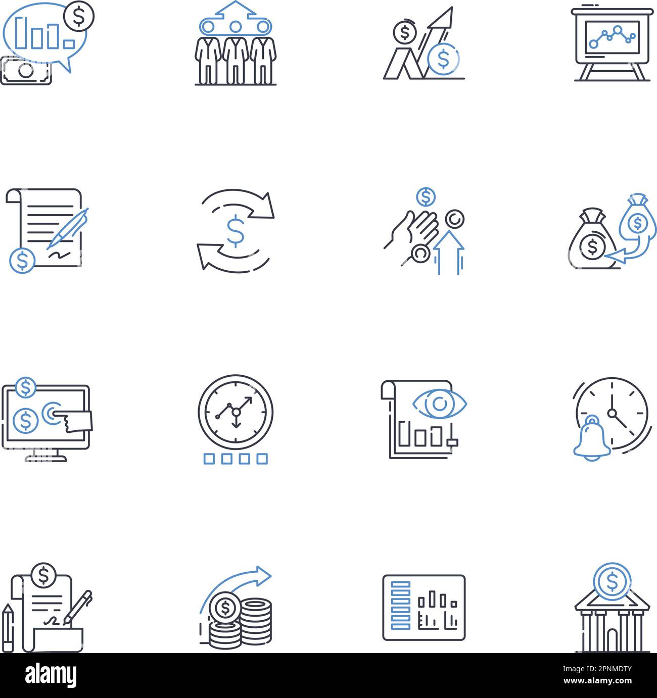 Collection d'icônes de ligne de budgétisation. Frugalité, allocation ...