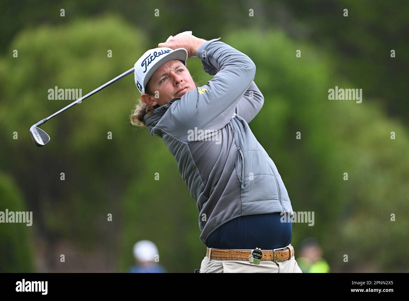 Captain Cameron Smith of Ripper GC hits a shot on the second hole ...