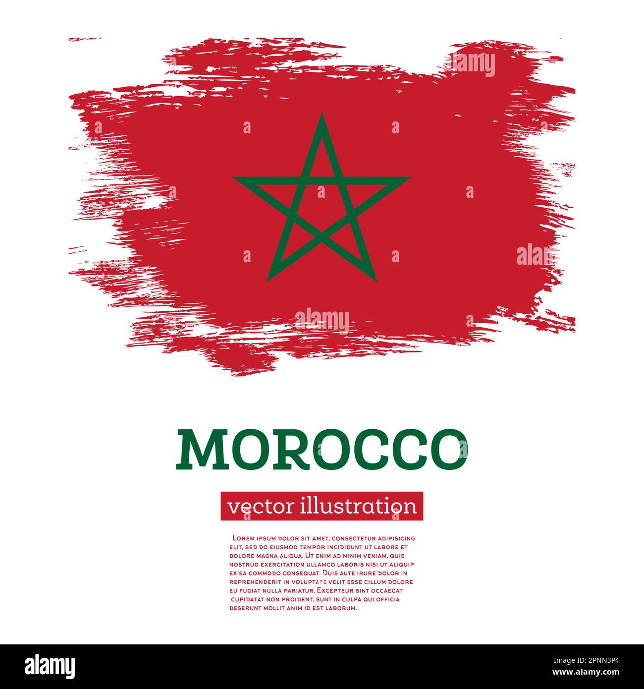 Drapeau marocain avec traits de pinceau. Illustration vectorielle. Jour ...