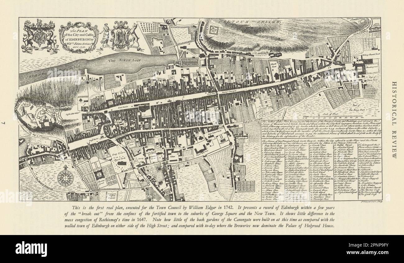 Vieille carte de la ville d'edimbourg Banque de photographies et d ...