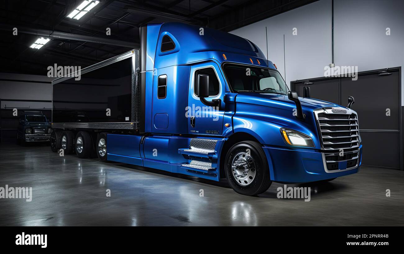 Une photographie professionnelle haut de gamme d'un camion bleu ...