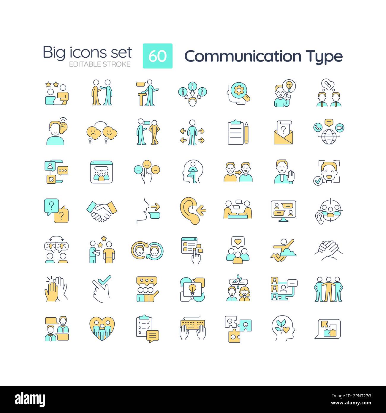 Type de communication icônes de couleur RVB définies Image Vectorielle ...