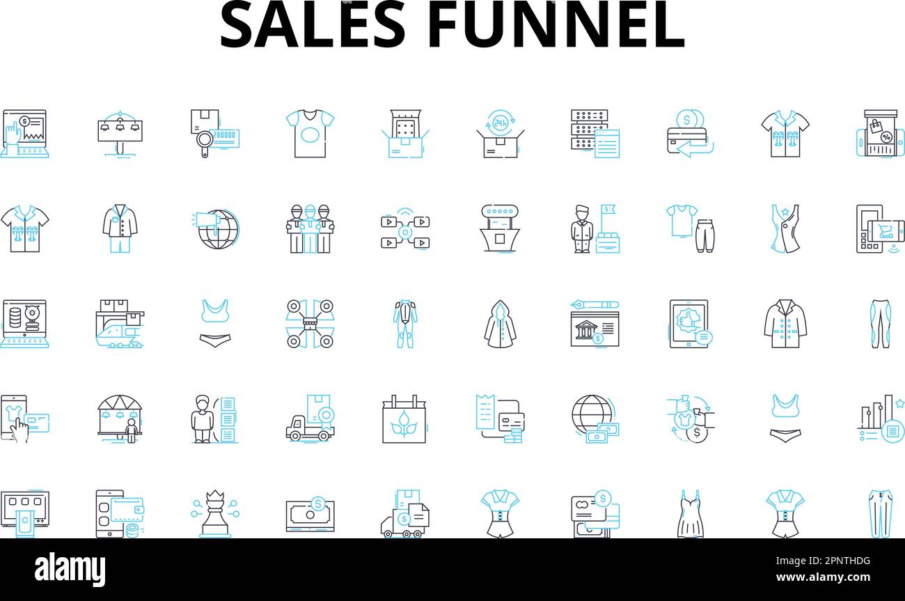 Ensemble d'icônes linéaires de l'entonnoir de vente. Leads, conversion ...