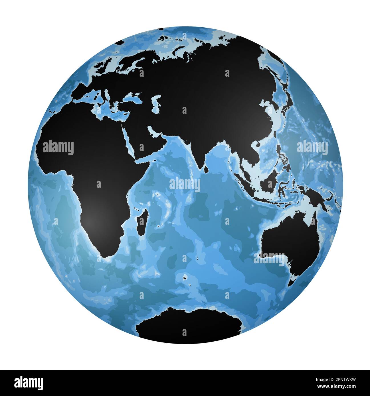 Silhouette très détaillée de la carte du monde en forme de globe ...