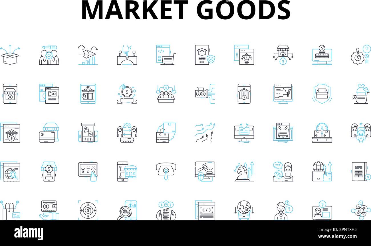 ensemble d'icônes linéaires de produits de marché. Produits, ventes ...