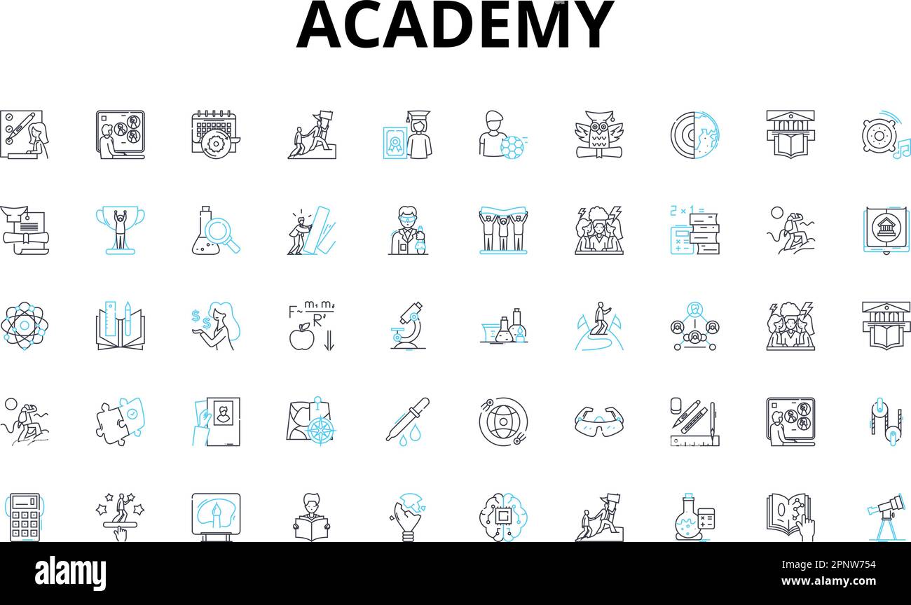 Jeu d'icônes linéaires Academy. Éducation, apprentissage, scolarité ...