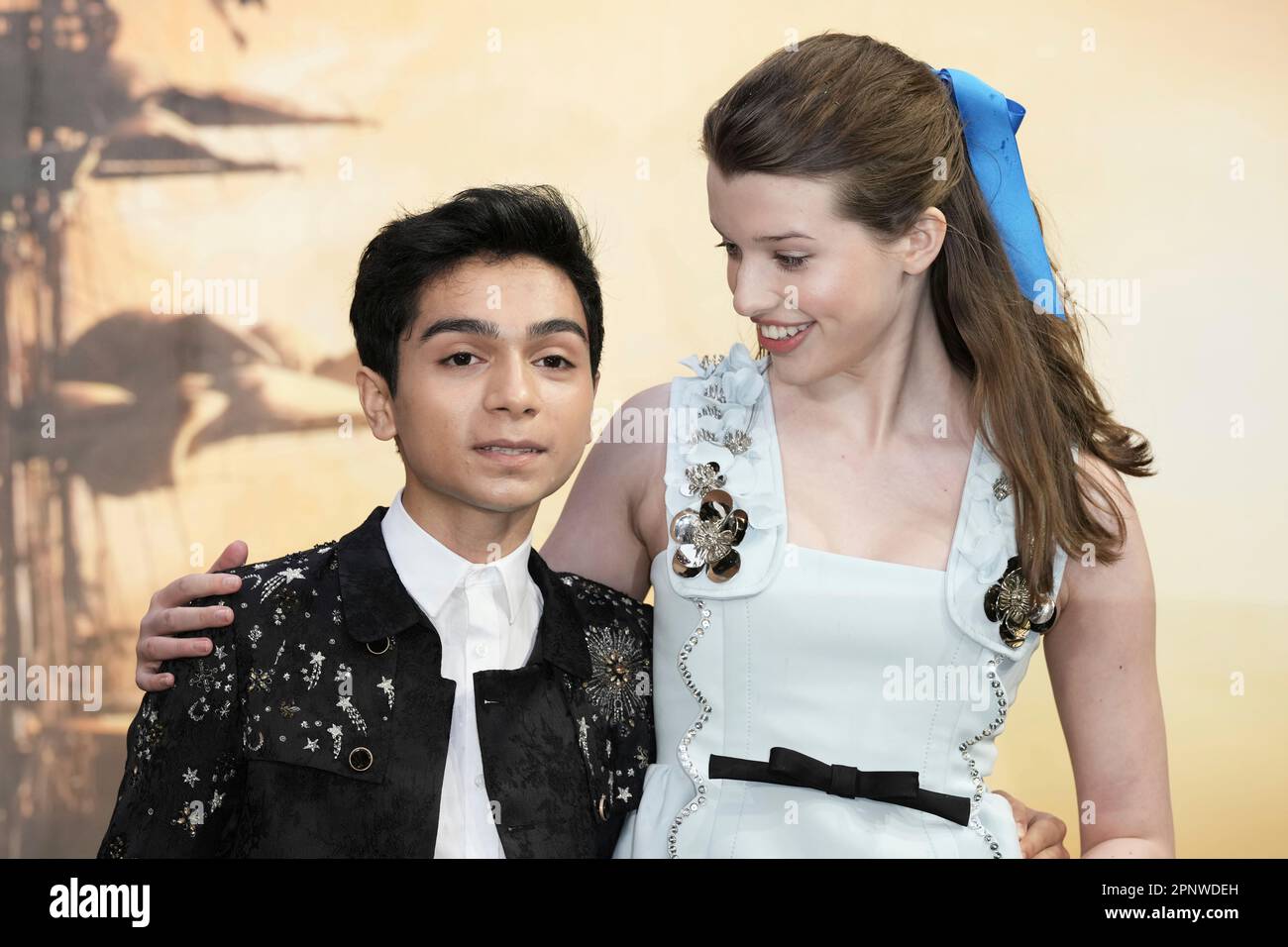 Alexander Molony, left, and Ever Anderson poses for photographers upon arrival at the World ...