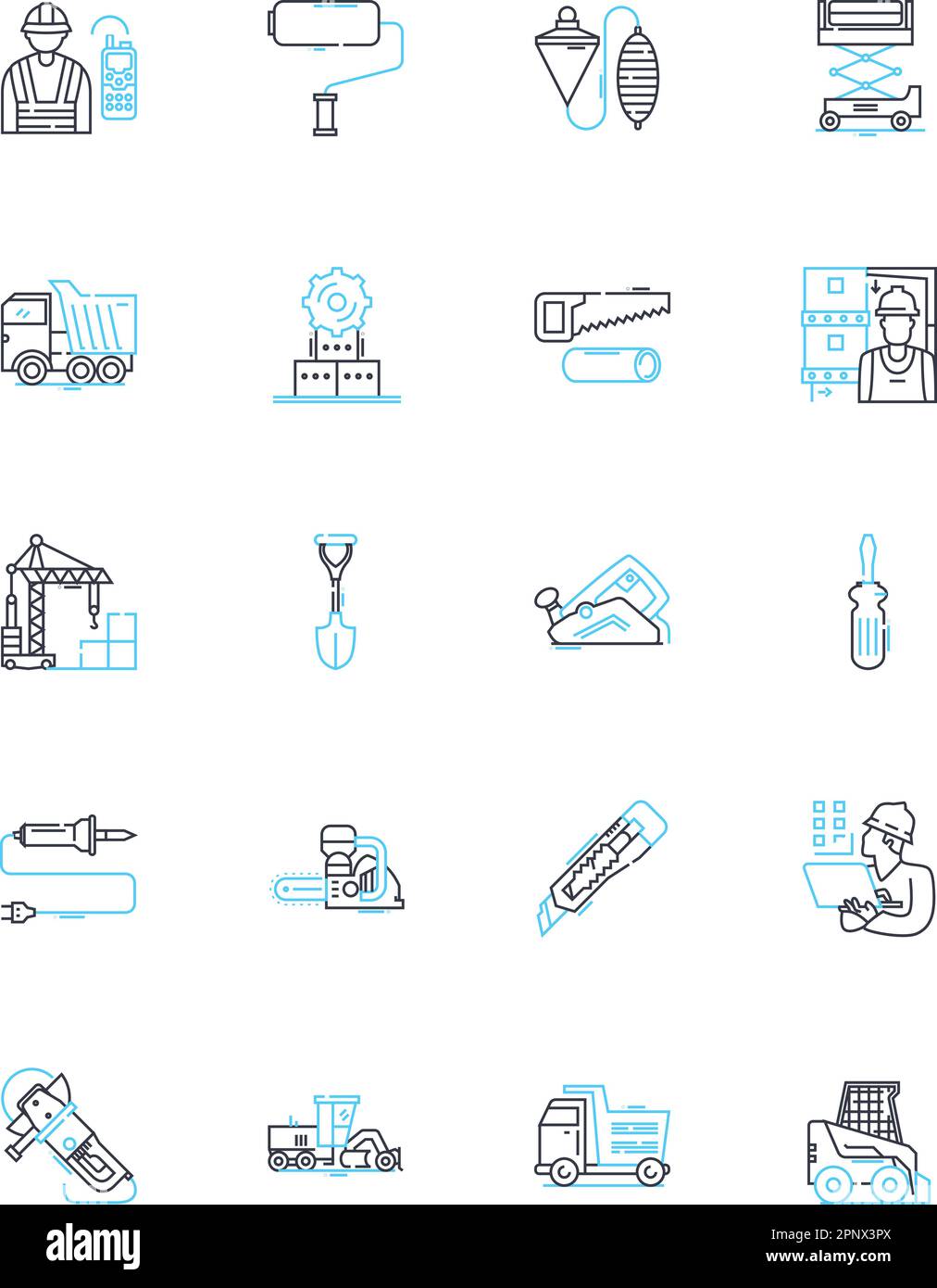 Ensemble d'icônes linéaires à cadre solide. Structure, fondation ...