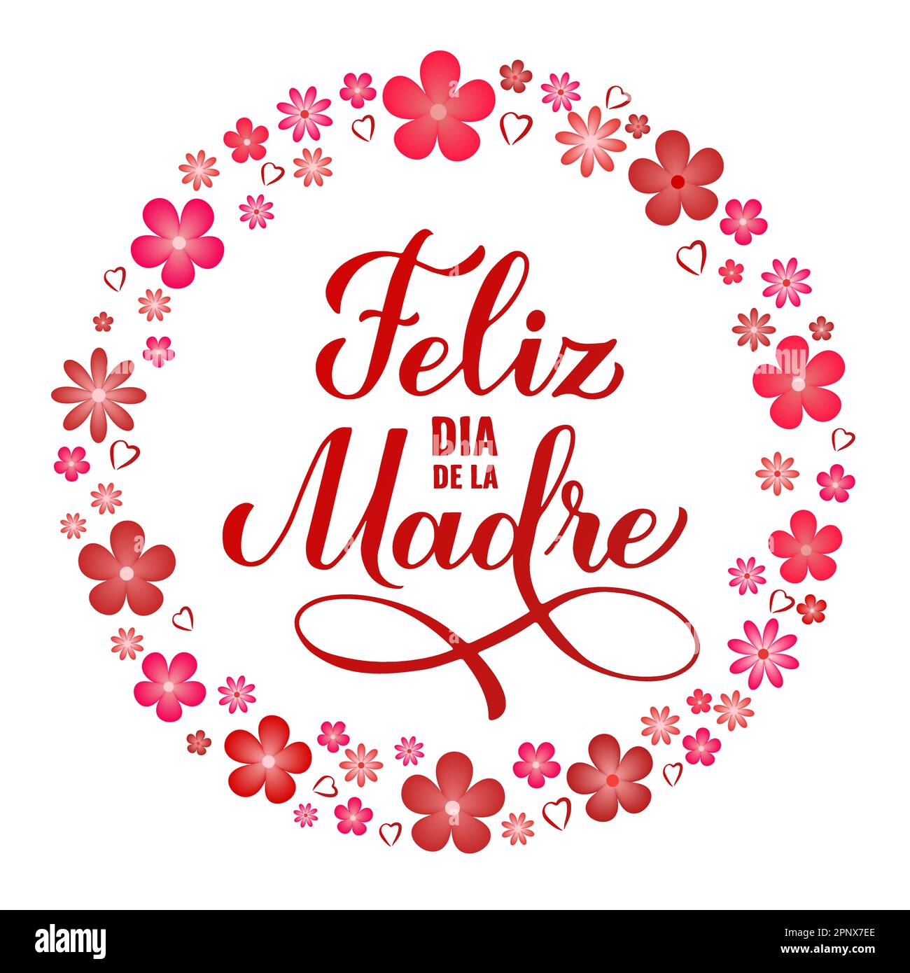 Feliz Dia de la Madre calligraphie lettrage à la main avec fleurs ...