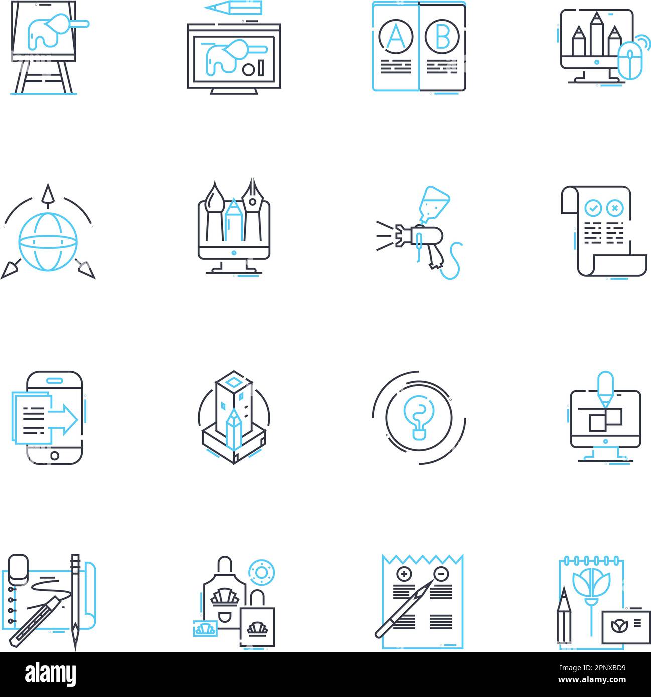 Jeu d'icônes linéaires d'art indigène. Temps du rêve, Totem, sacré ...