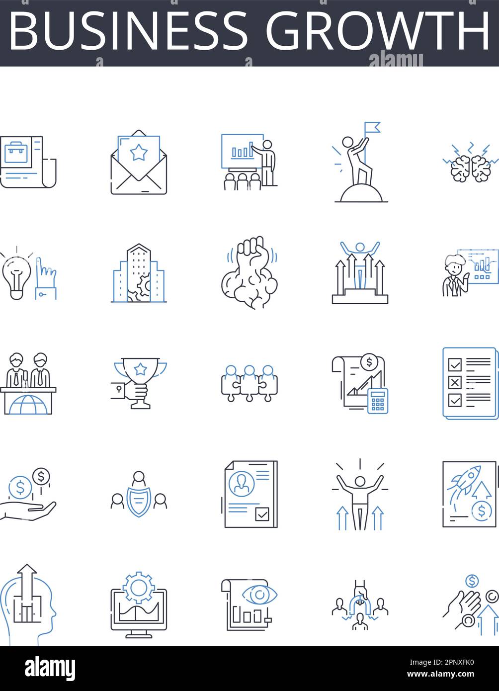 Collection d'icônes de la ligne de croissance de l'entreprise ...