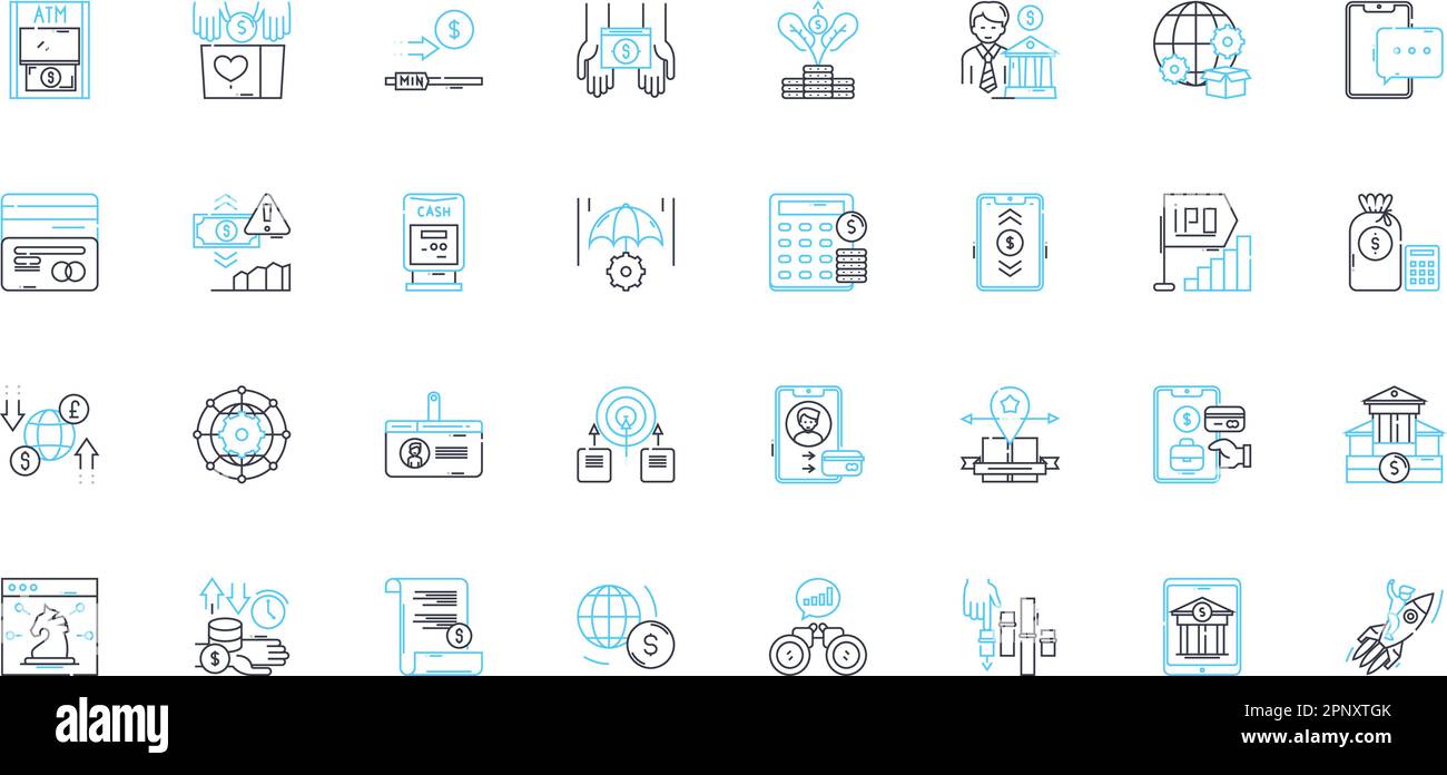 Jeu d'icônes linéaires gains fermes. Bénéfices, bénéfices, croissance ...