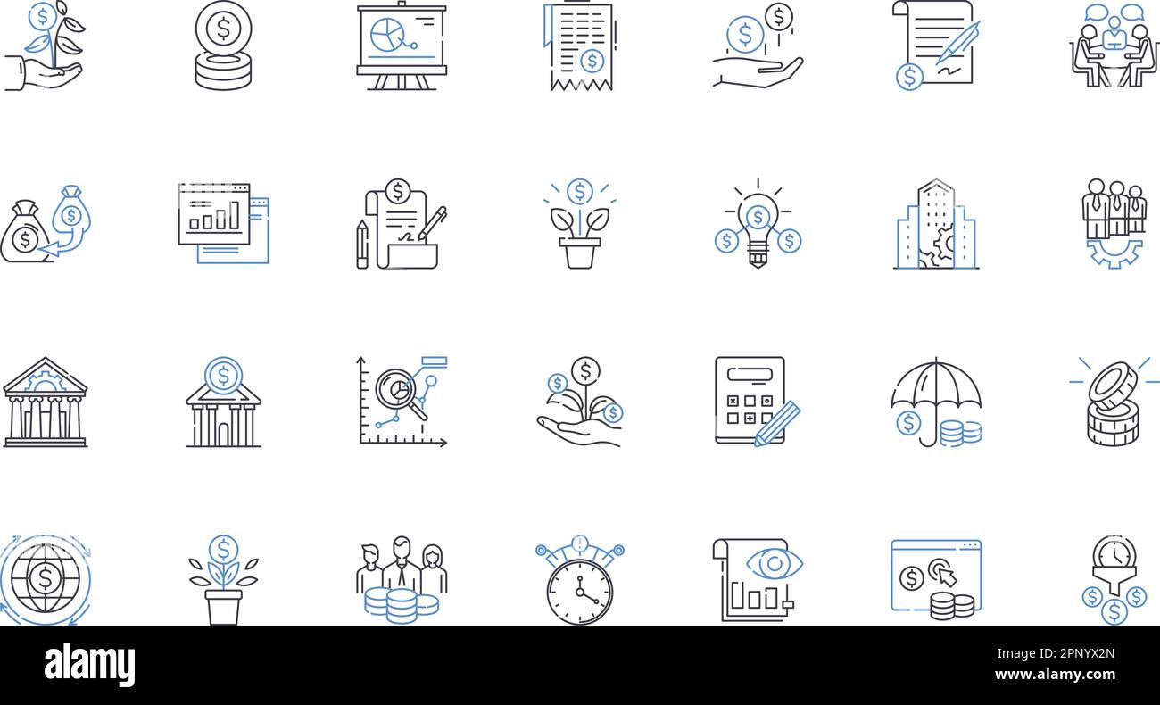 Collection d'icônes de ligne comptable. Vérification, solde, budget ...