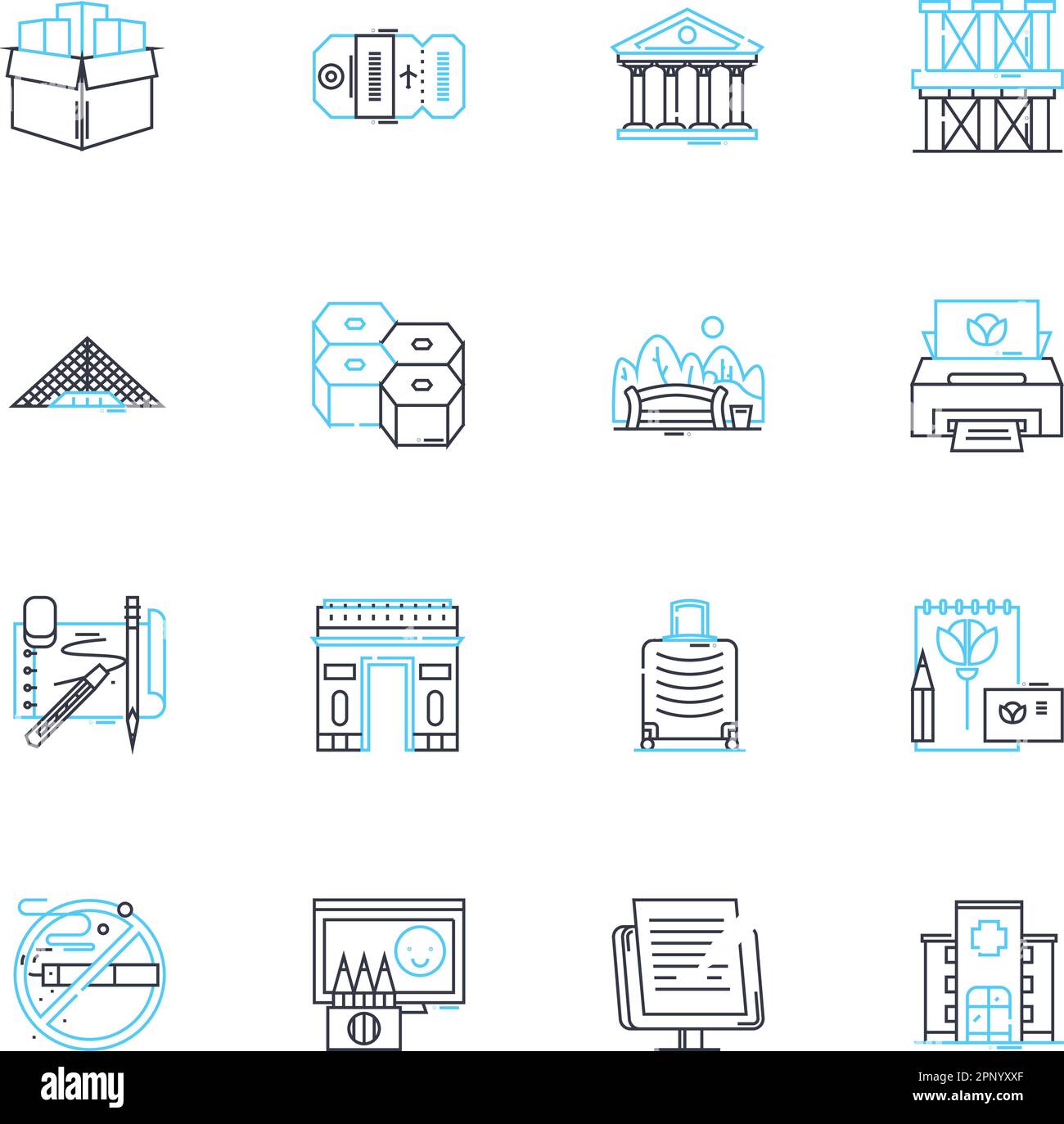 Ensemble d'icônes linéaires de dessin. Conception, Plan directeur ...