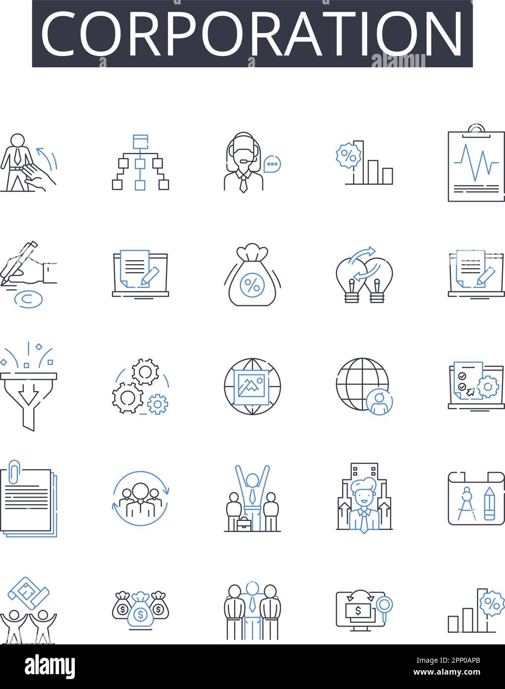 Collection d'icônes de ligne de société. Entité commerciale ...