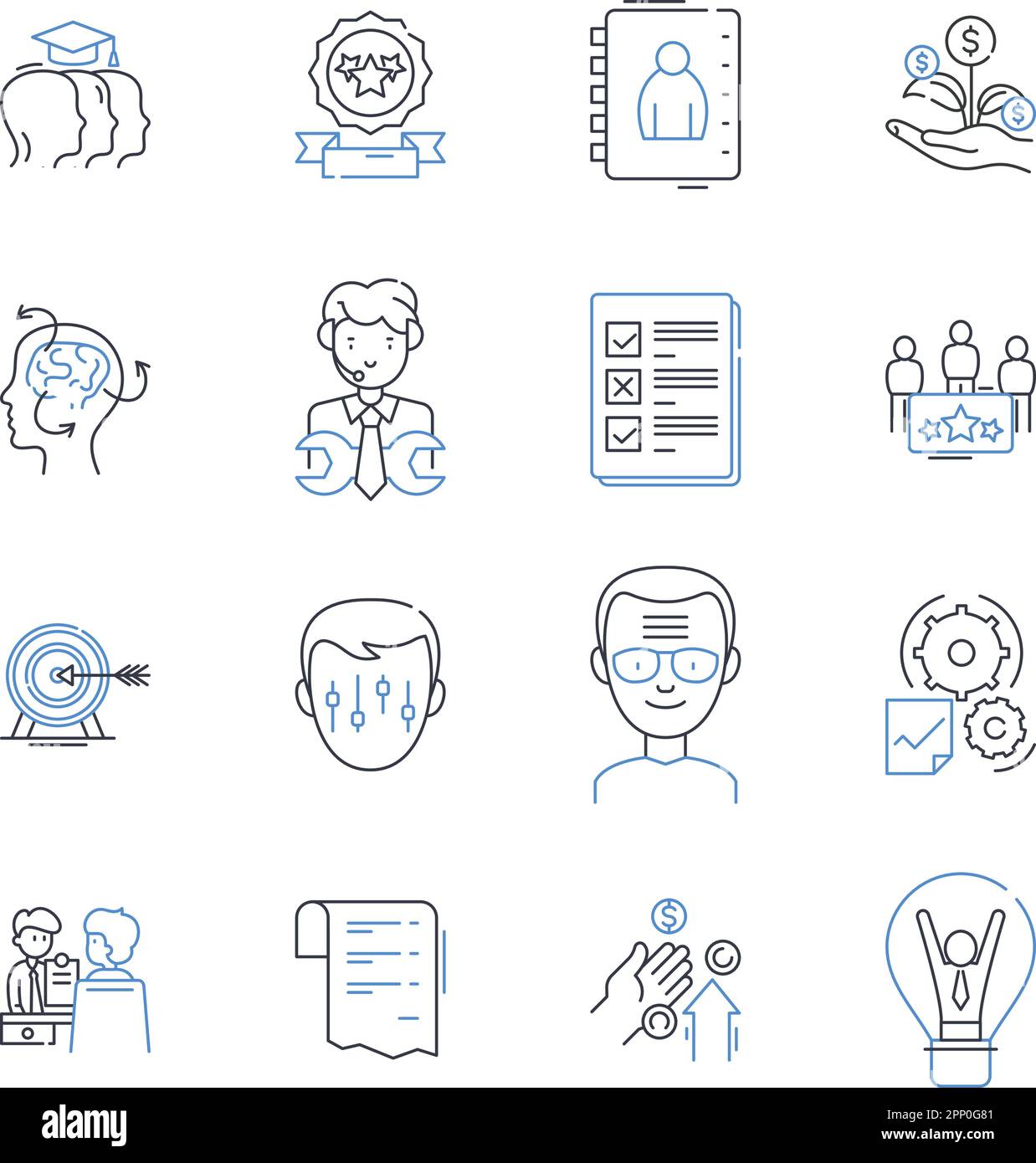 Collection d'icônes de ligne de progression ferme. Croissance, progrès ...