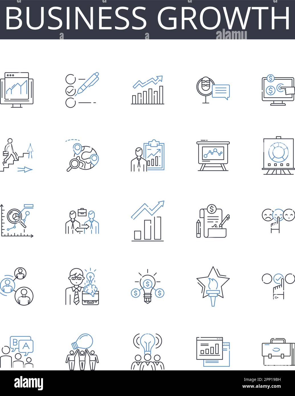 Collection d'icônes de la ligne de croissance de l'entreprise ...