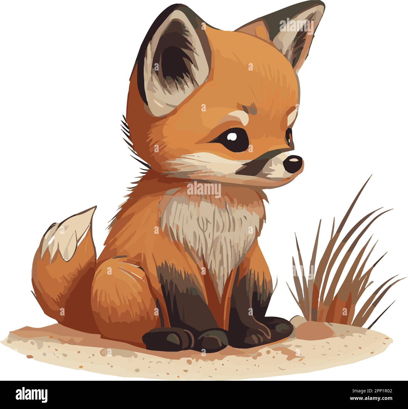 Renard de dessin animé réaliste isolé sur fond blanc - illustration ...