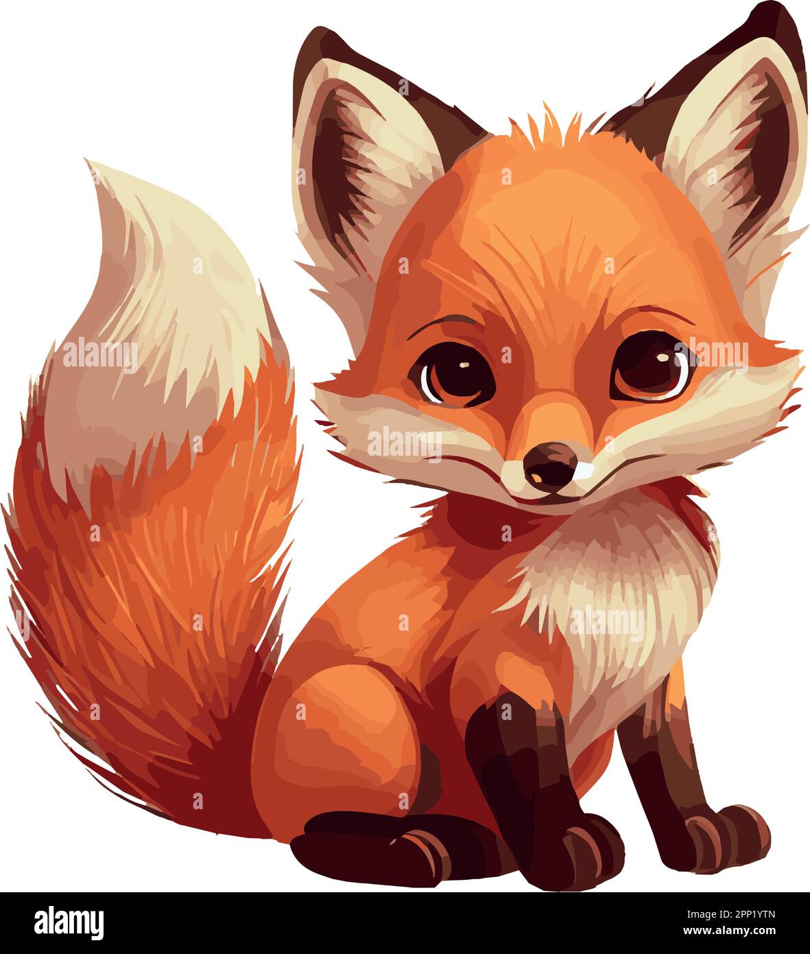 Renard de dessin animé réaliste isolé sur fond blanc - illustration ...