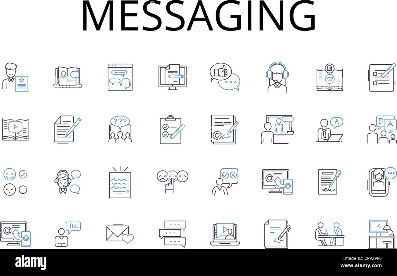 Collection d'icônes de ligne de messagerie. Discussion, correspondance ...