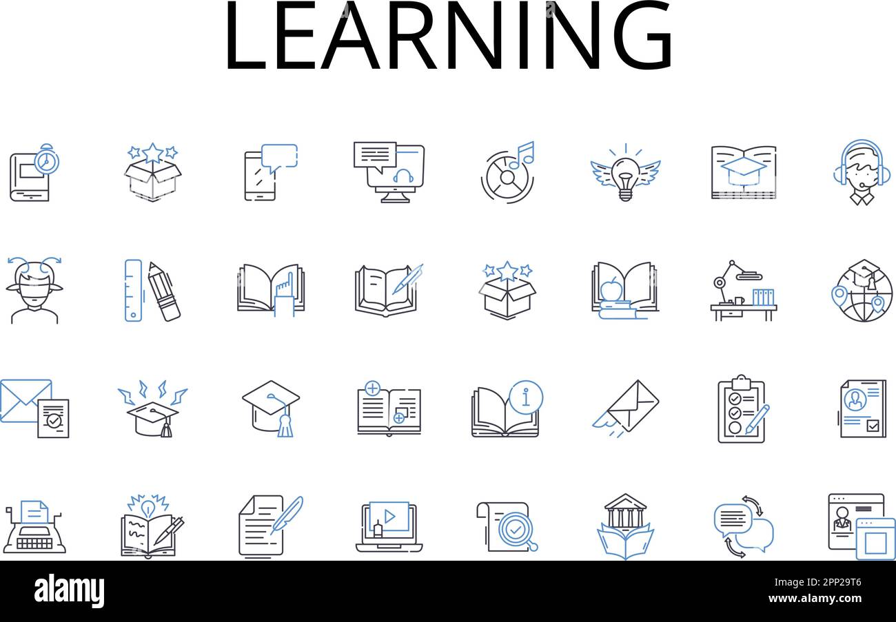 Collection d'icônes de ligne d'apprentissage. Acquisition de ...