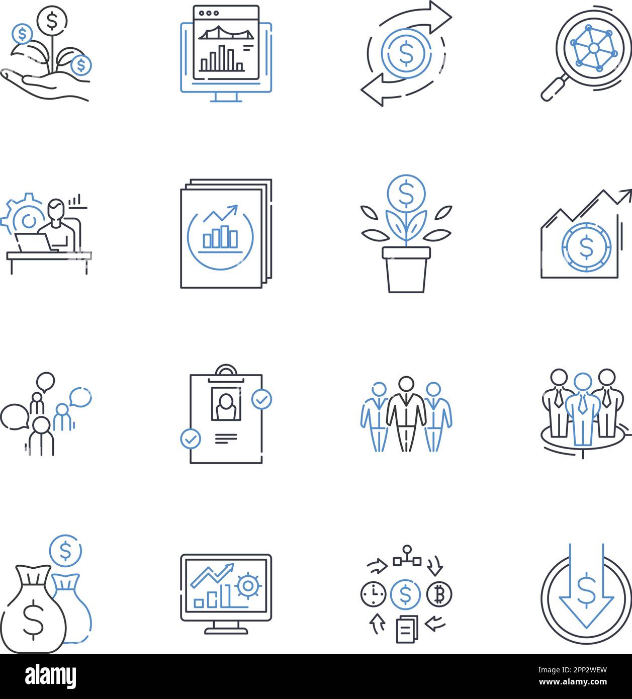 Collection d'icônes de ligne de gestion des coûts. Budgétisation ...