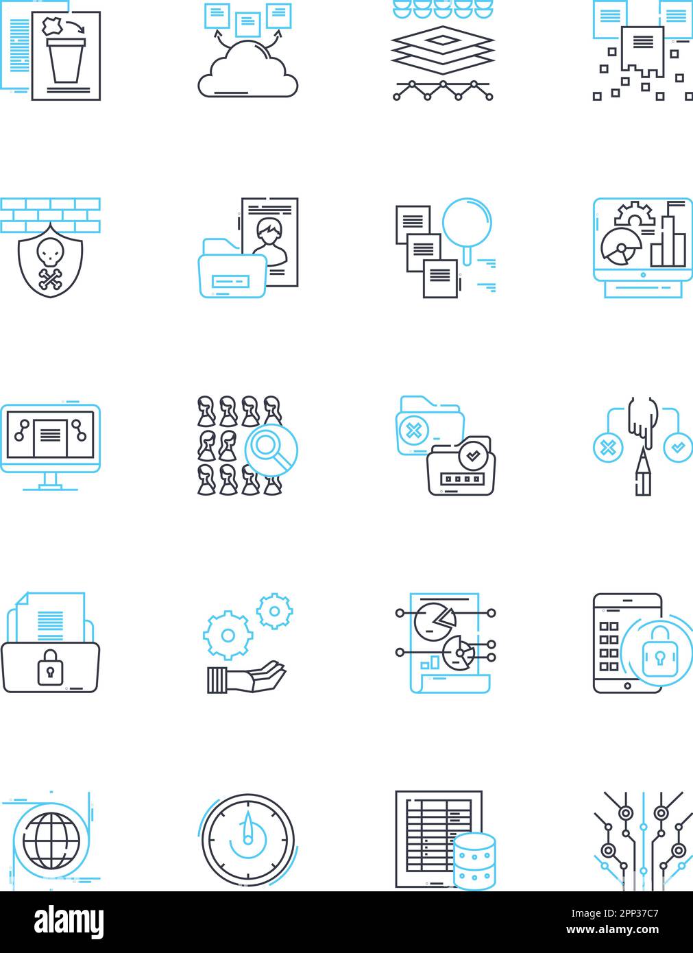 Ensemble d'icônes linéaires stratégiques. Planification, analyse, prise ...