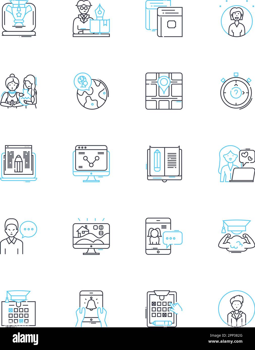 Ensemble d'icônes linéaires du créateur de contenu. Influenceur ...