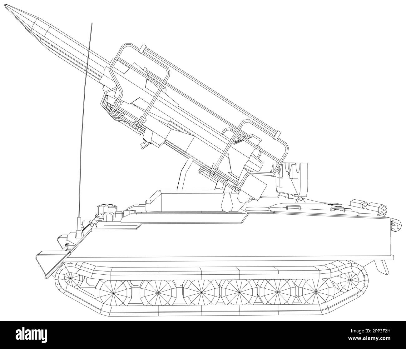 Un complexe de missiles antiaériens mobiles sur un camion, un lanceur ...