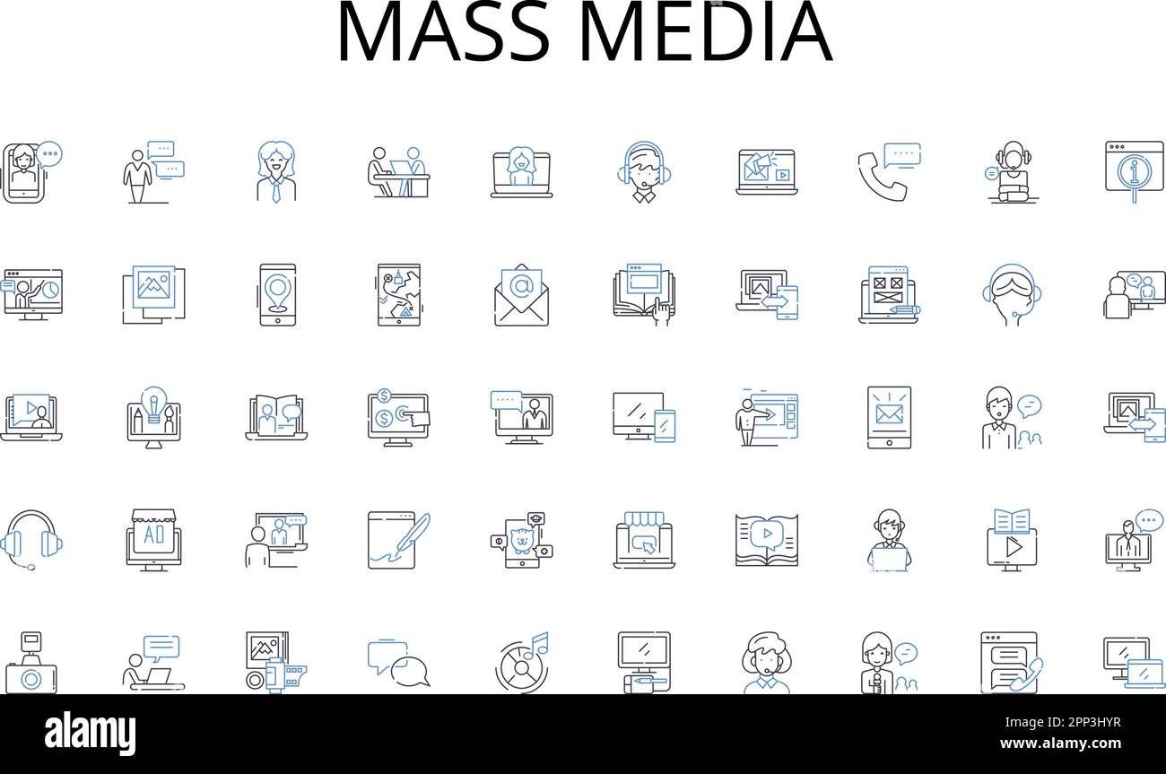 Collection d'icônes de ligne de média de masse. Échographie, radiologie ...
