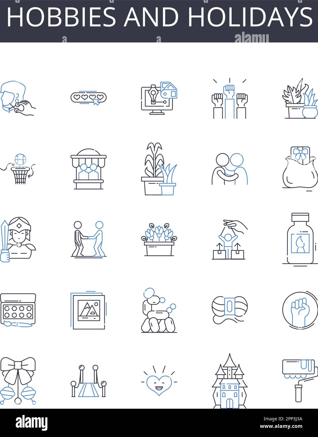 Collection d'icônes de la ligne hobbies et vacances. Passe-temps ...