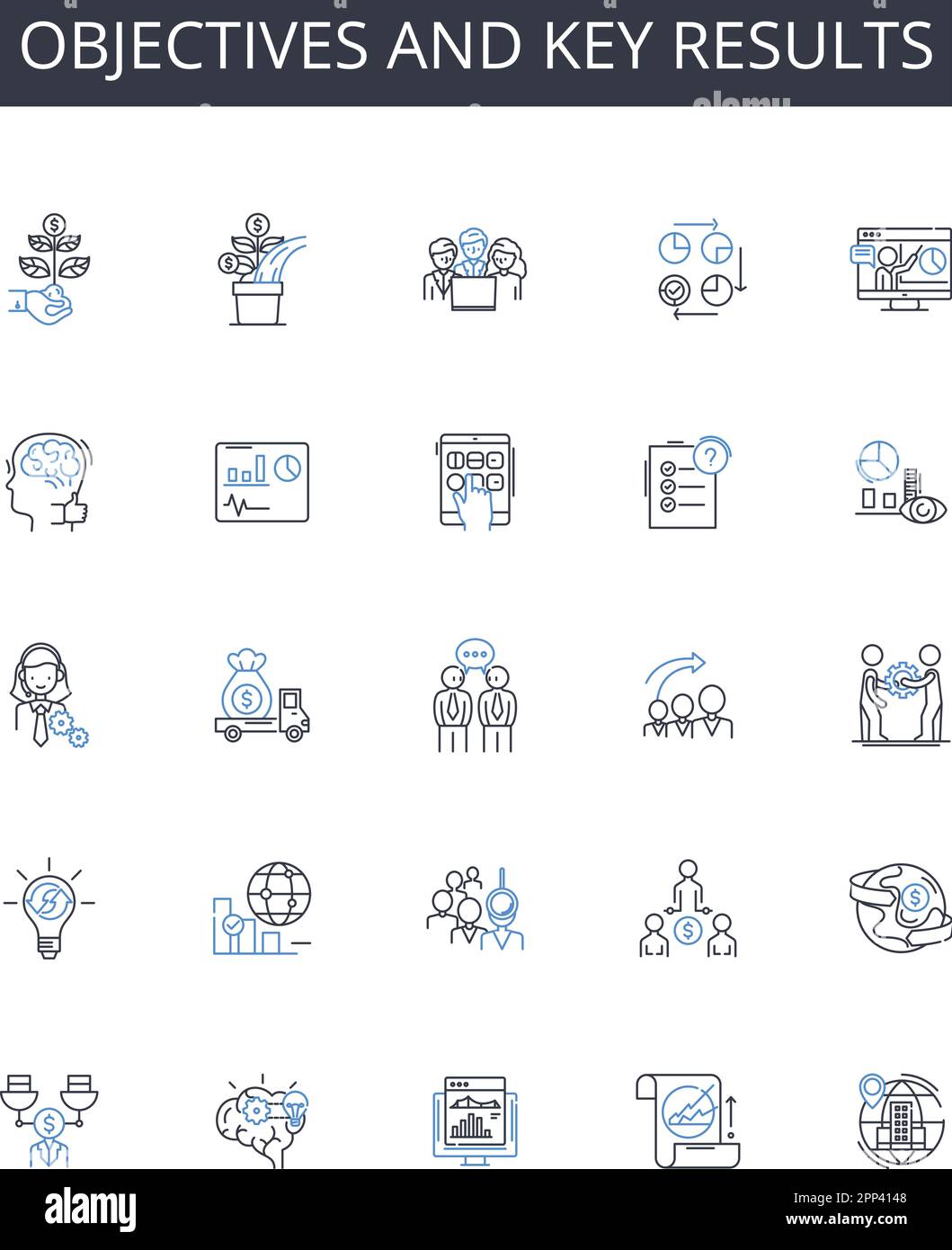 Collection d'icônes de ligne objectifs et Résultats clés. Cibles ...