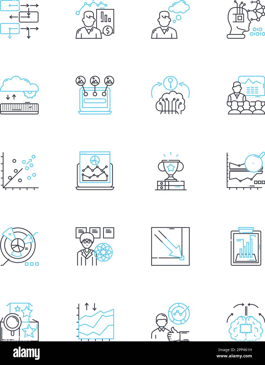 ENSEMBLE d'icônes linéaires de sécurité INFORMATIQUE. Cryptage, pare ...