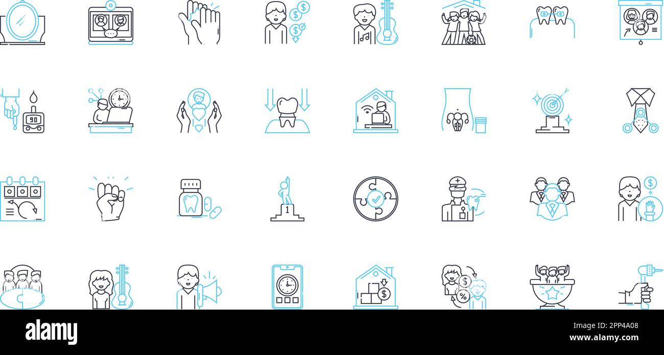Ensemble d'icônes linéaires de facteurs humains. Ergonomie, Psychologie ...