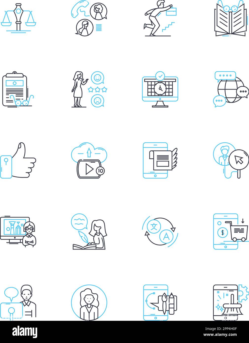 Ensemble d'icônes linéaires de l'enregistreur. Wordsmith, Penman ...