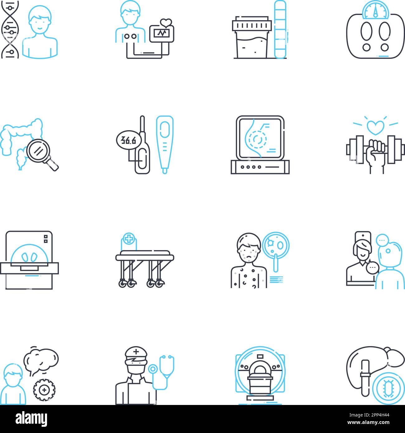Ensemble d'icônes linéaires pour établissements médicaux. Hôpital ...