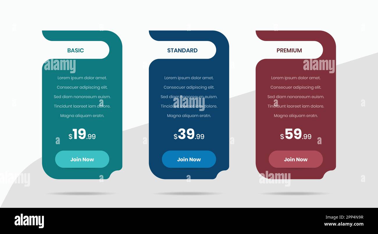 Tableau des prix ui Banque d'images vectorielles - Alamy