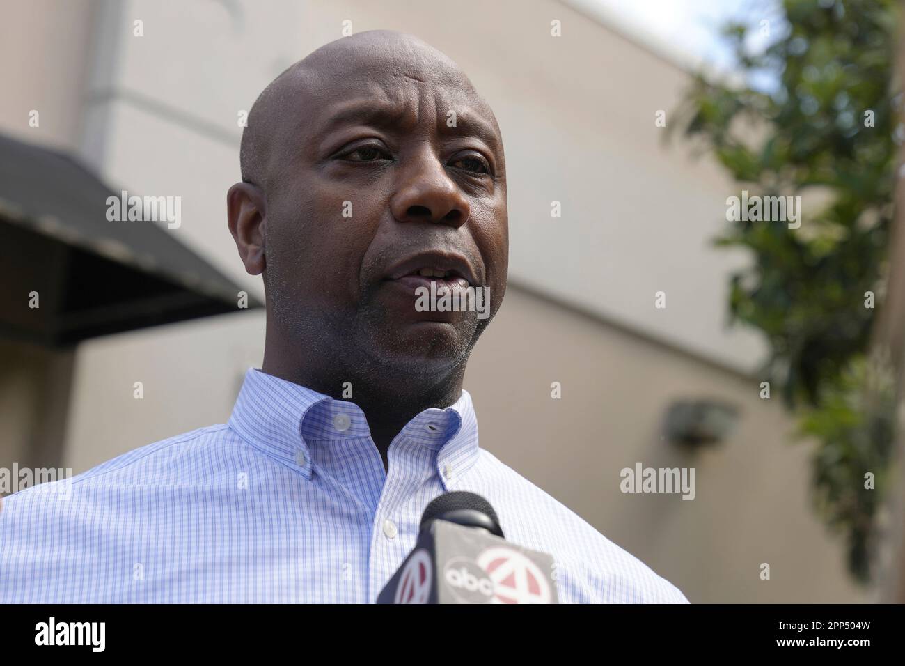 FILE - Sen. Tim Scott, R-S.C., speaks with reporters after a meet and ...