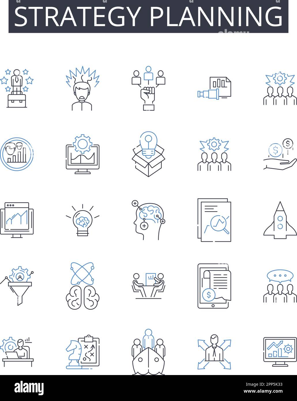 Collection d'icônes de ligne de planification de stratégie. Définition ...