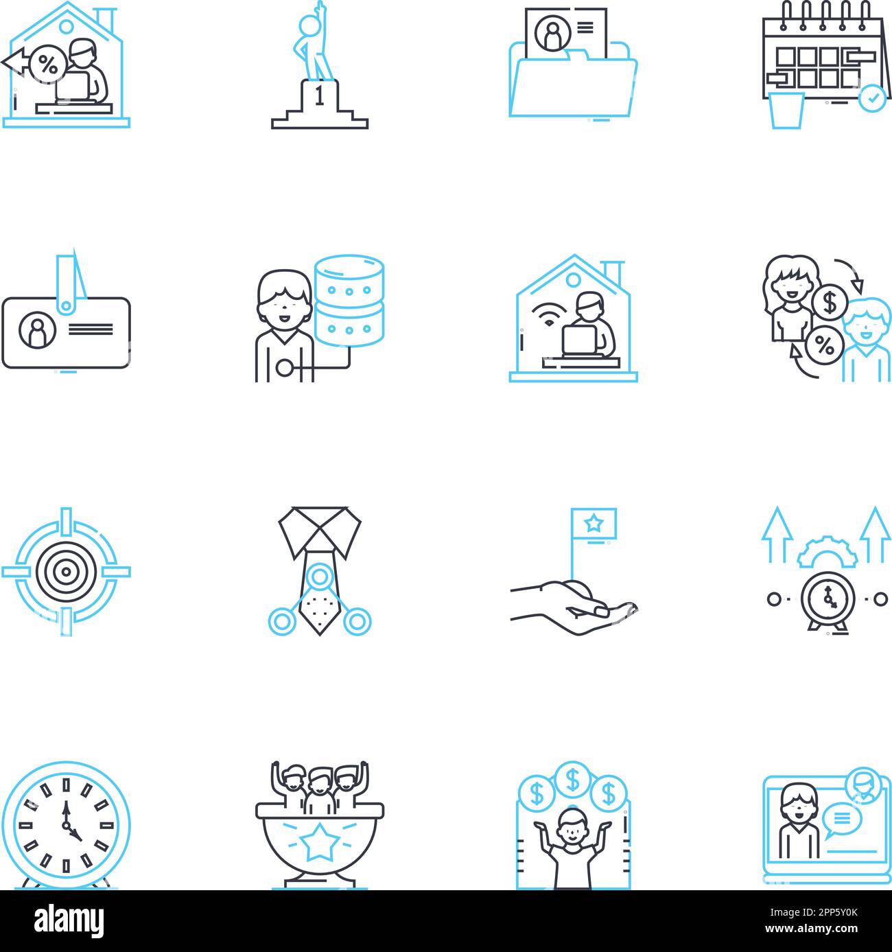 Ensemble d'icônes linéaires de l'espace de travail. Collaboratif ...