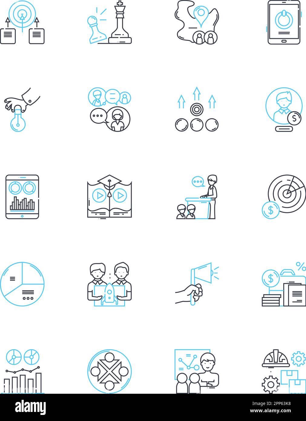 Ensemble d'icônes linéaires de marquage. Identité, reconnaissance, logo ...