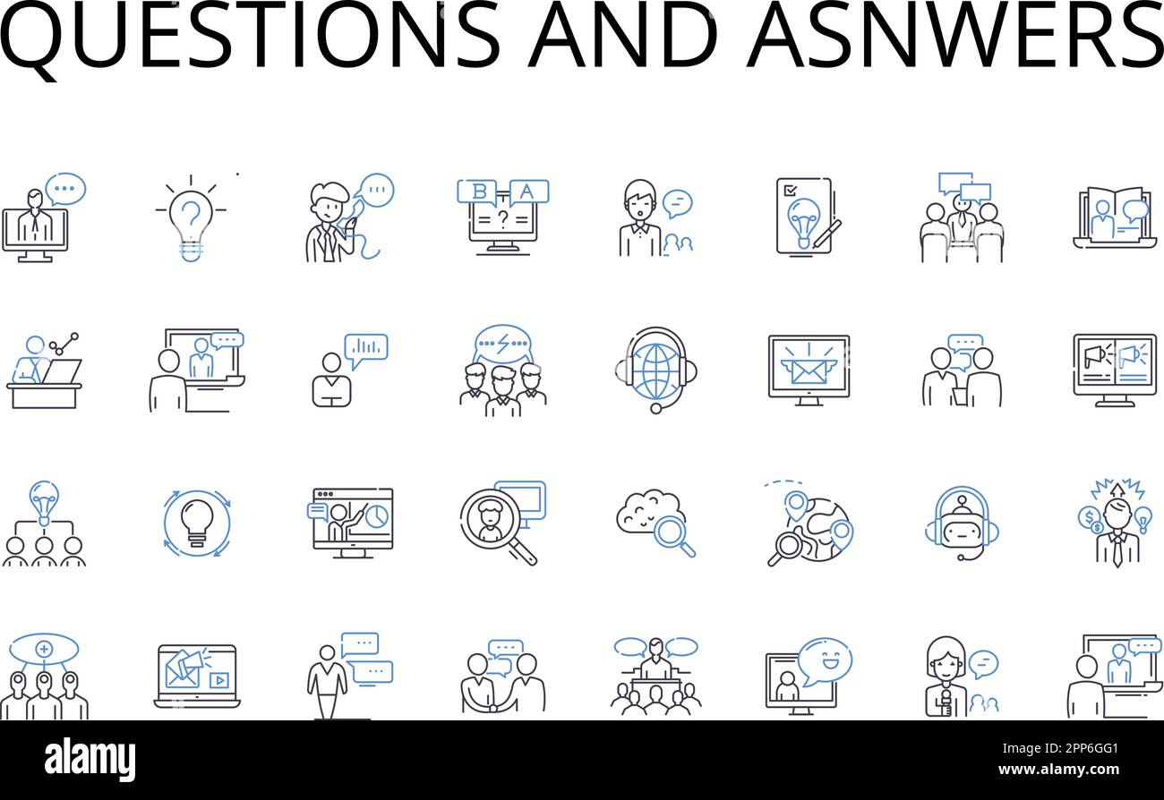 Collection d'icônes de ligne de questions et d'asnwers. Demandes de ...