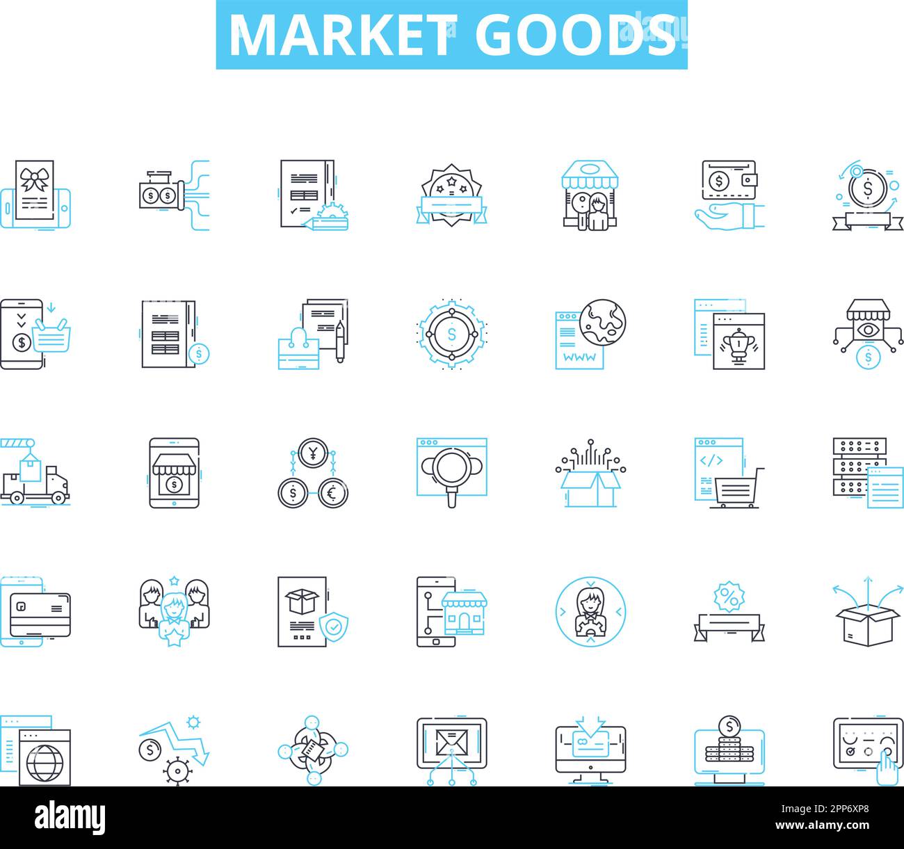 ensemble d'icônes linéaires de produits de marché. Produits, ventes ...