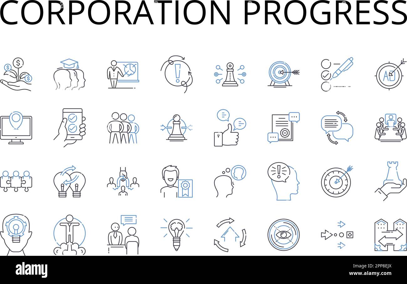 Collection d'icônes de ligne de progression de la société. Expansion de ...