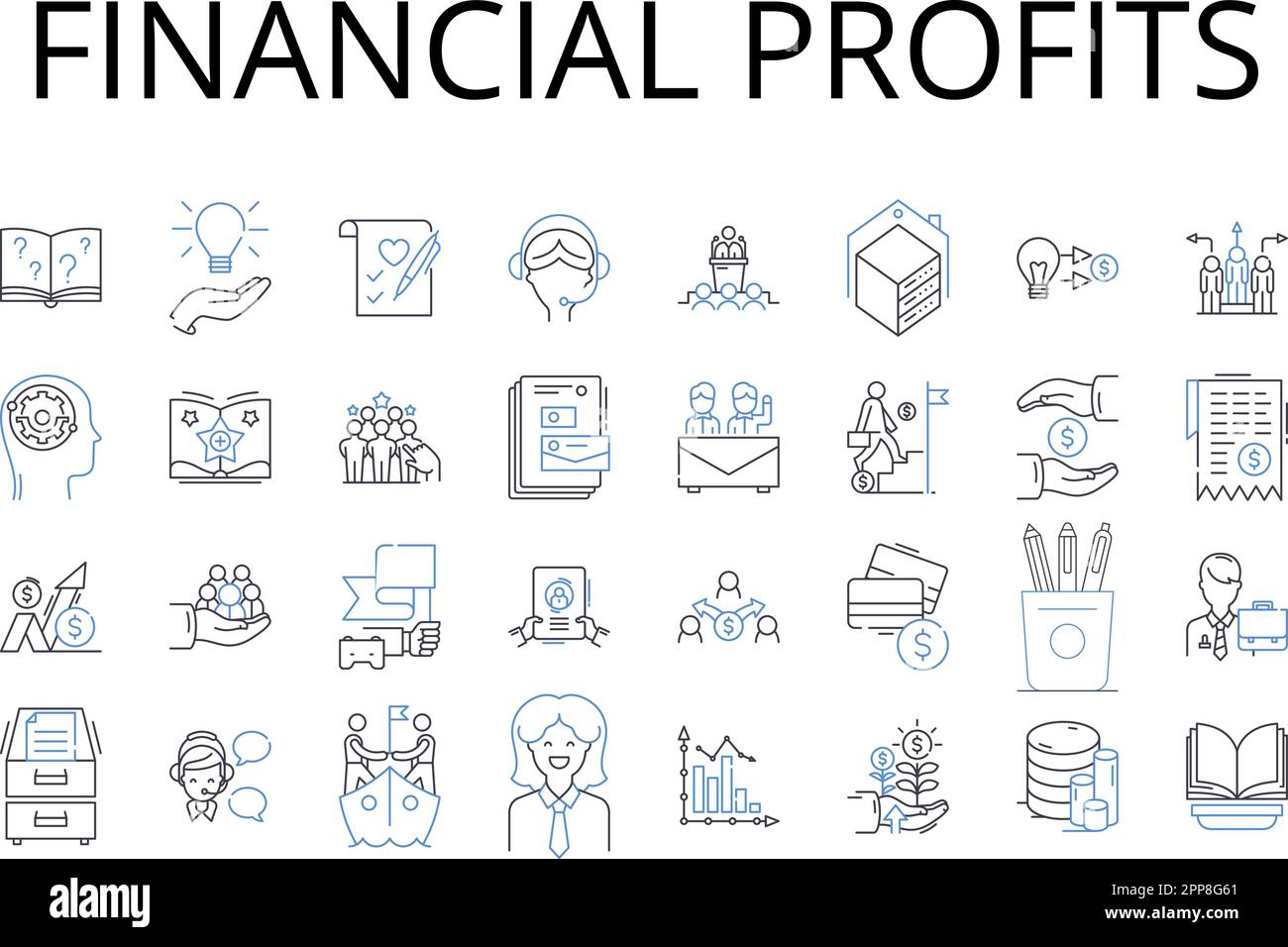 Collection d'icônes de la ligne des bénéfices financiers. Gains ...