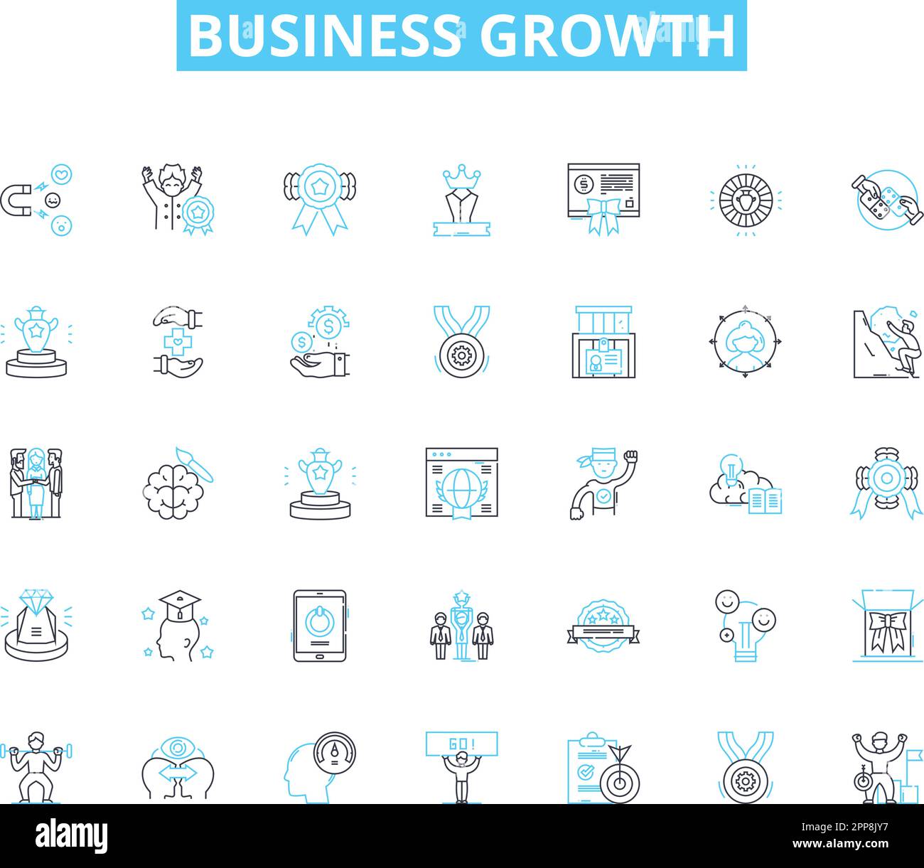 Ensemble d'icônes linéaires de croissance de l'entreprise. Expansion ...
