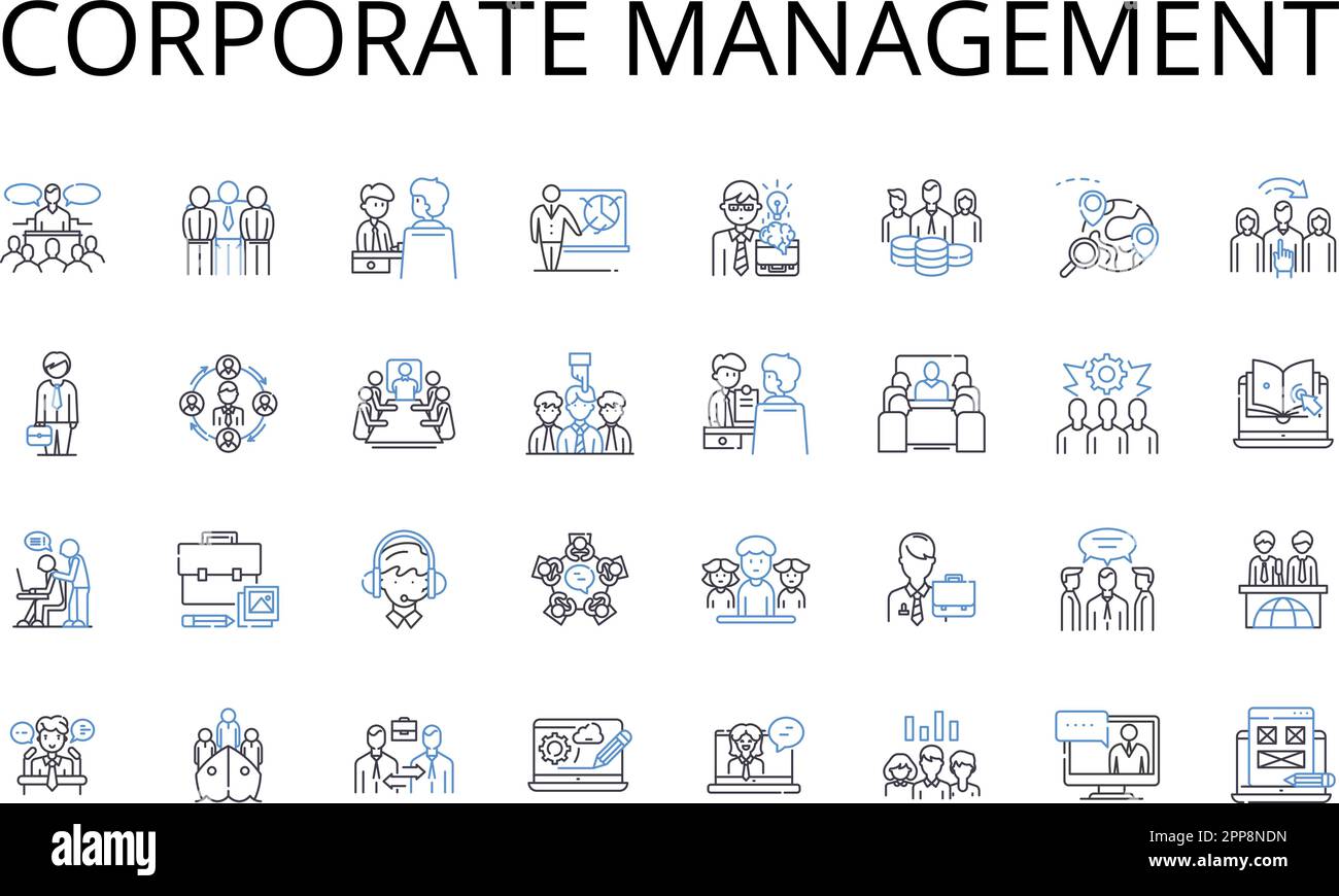 Collection d'icônes de ligne de gestion d'entreprise. Direction ...
