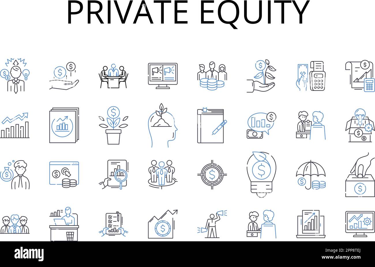 Collection d'icônes de la ligne Private Equity. Capital de risque ...