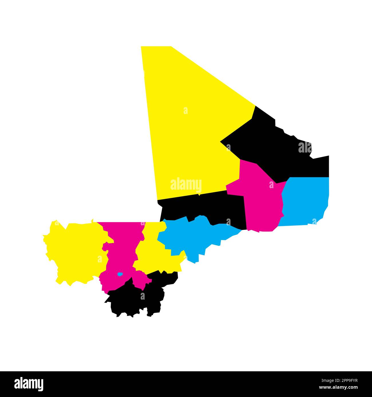 Mali carte politique des divisions administratives - régions et ...
