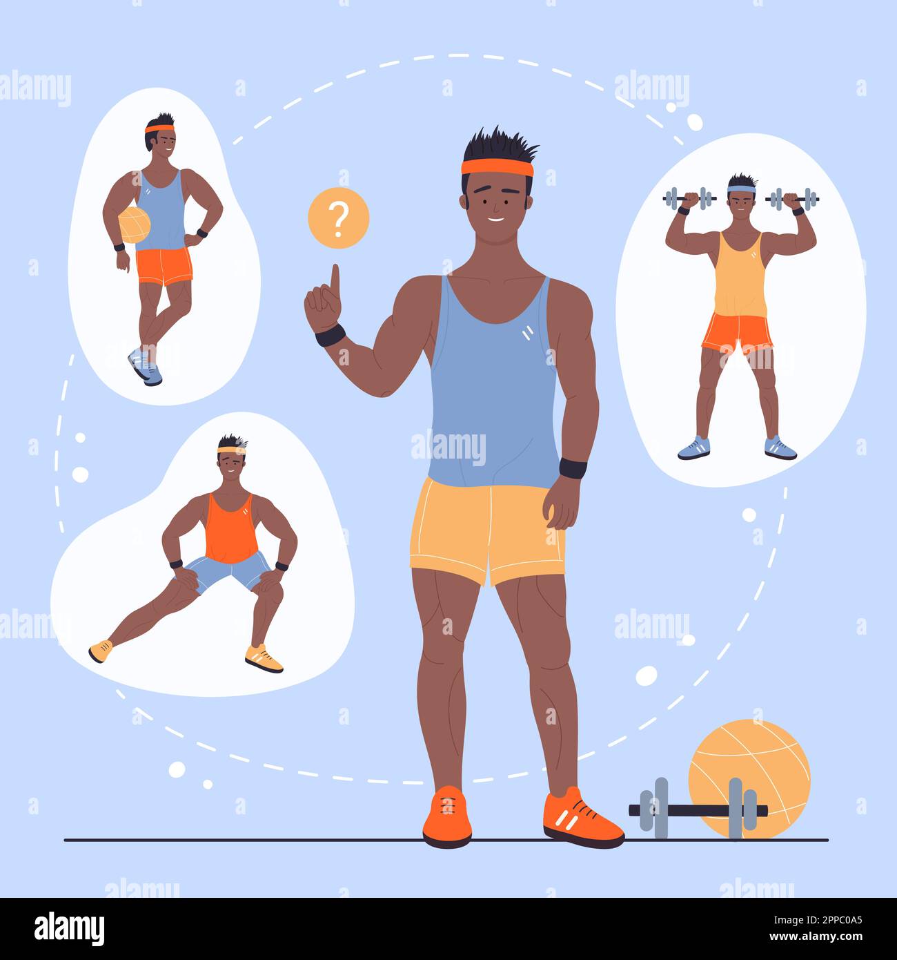 Homme actif choisir entre différents types d'activité physique saine ...